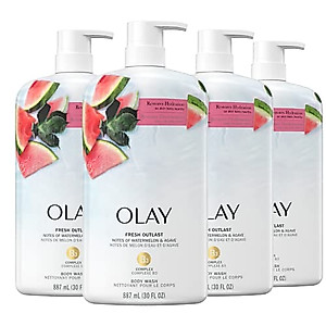 Olay Fresh Outlast Notes of Watermelon & Agave Body Wash, 30 fl oz (Pack of 4)