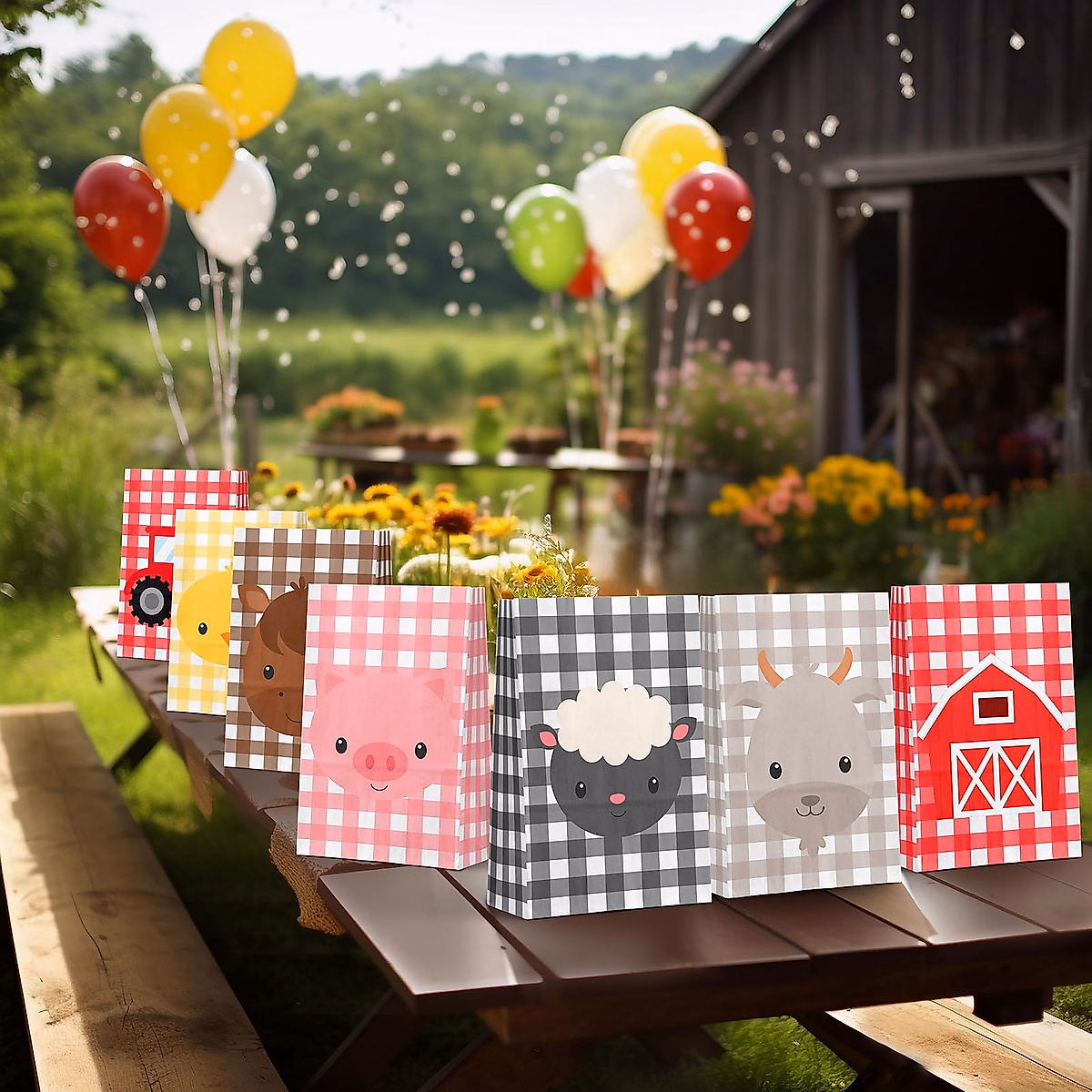 Celee Farm Animal Party Bags - Farm Goodie Bags - Farm Animal Party Supplies - Farm Party Favor for Kids Birthday
