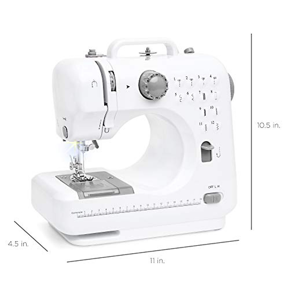 Best Choice Products Compact Sewing Machine, 42-Piece Beginners Kit, Multifunctional Portable 6V for Beginner w/ 12 Stitch Patterns, Light, Foot Pedal, Storage Drawer - Gray/White