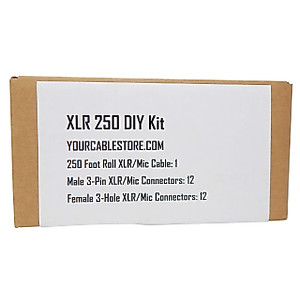Your Cable Store DIY Make Your Own Custom Length XLR Cable Kit 250 Ft Of 28 AWG Balanced XLR Cable, 12 XLR Male Connectors And 12 XLR Female Connectors