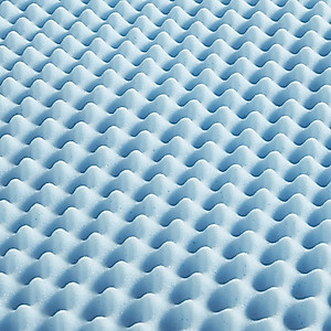 Sleep Philosophy Gel Infused Memory Foam Mattress Topper Luxurious, All Season Enhanced Bed Support, King, 1.5" Thick, without Cover Blue