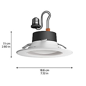 Philips Hue White and Color Ambiance Extra Bright Dimmable Recessed LED Smart 6" Downlight for Retrofit Cans Compatible with Amazon Alexa Apple HomeKit and Google Assistant - 4 Pack (578674), Plastic