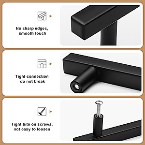 Qibaok 30 Pack Square Cabinet Handles Matte Black Cabinet Pulls 3-3/4" Hole Centers Drawer Pulls Stainless Steel Kitchen Handles for Cabinets, 6”Length Cabinet Hardware for Bathroom Farmhouse