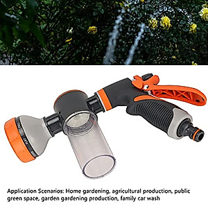 Garden Foam Sprayer, 8 Modes Multifunctional Water Spraying Nozzle Widely Used Labor Saving Concentrated Water Pressure Longer Spray Distance for Car Washing Rear Trigger