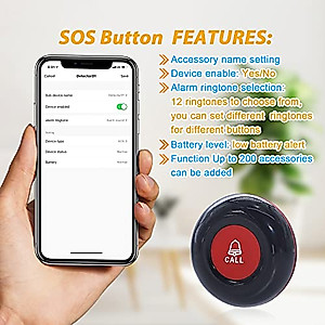 WiFi Smart Wireless Caregiver Pager Call Button System Medical Alert System Fall Alert Device for Elderly Patient Seniors Disabled 2 SOS Panic Button 1 Receiver(only Supports 2.4GHz Wi-Fi)