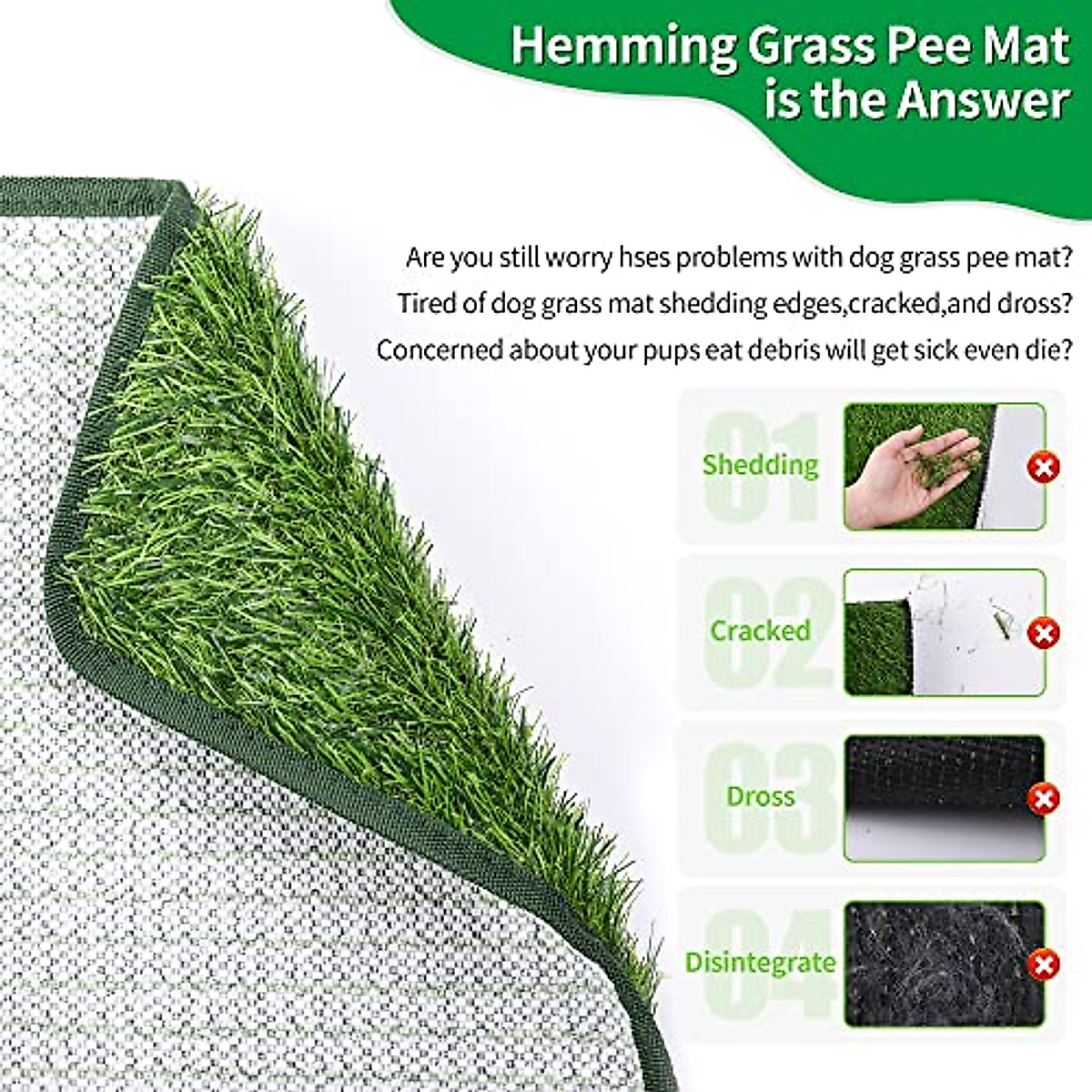 Indoor Dog Potty Grass Pad, 17"×27" Puppy Potty Training Artificial Grass Mats, Dog Grass Pee Pad with Tray, 3 Layered Dog Potty Trainer Easy to Clean (Dog Potty Grass Pad)