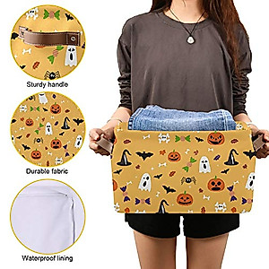 Qilmy Halloween Pumpkin Storage Basket Storage Bin Organizer Basket, Foldable Handmade Rectangular Storage Box with Handles - Large Organizer for Home, 15L x 11W x 9.5H in (1PC)