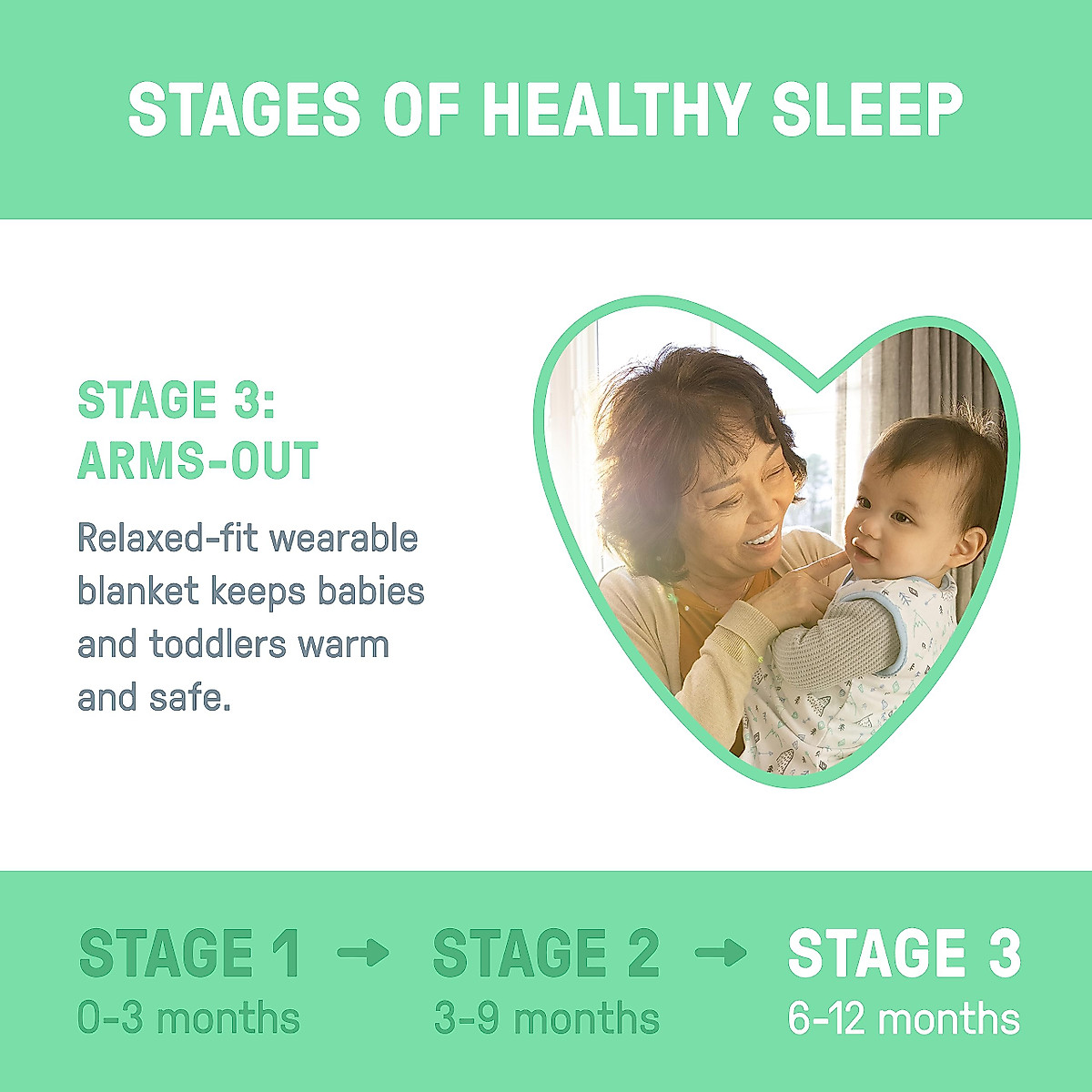 SwaddleMe by Ingenuity Night Sack Sleeper, For Ages 6-12 Months, 16-24 Pounds, Up to 30 Inches Long, 2-Pack Loose-fit Baby Swaddle Sack Wearable Blanket