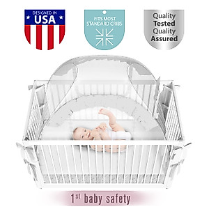 Baby Crib Tent, Canopy Tents to Keep Toddler in, Babies Cribs Nets, 48" X 26" X 57", White, Mesh, Pop-up Safety Net, Babycrib Mosquito Netting, Bed Cover for Climbing Out, Climbers, Boys | Houseables