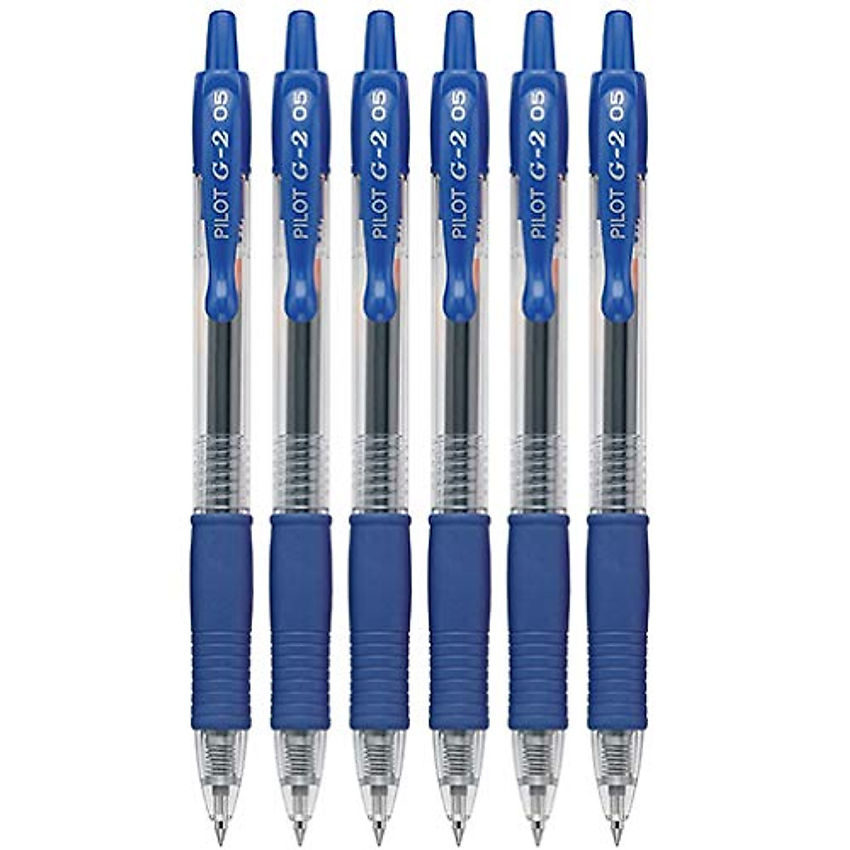 Pilot G2 Retractable Rollerball Gel Pens, Extra Fine Point, 0.5mm, Blue Ink, 6 Count