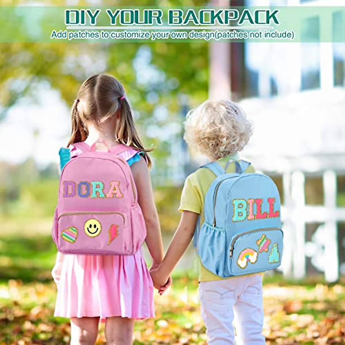 Cunno 4 Pieces Nylon Backpack for School Preppy Bookbags Bulk Girls Boys DIY School Bags Travel Toddler Backpack Waterproof Travel Bag Pack for Teenage Girls Students Back to School