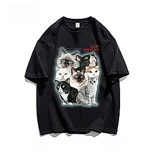 MEOKIM Women's Harajuku Fashion Couple Loose Street Style y2k T-Shirt Cartoon Print Short Sleeve T-Shirt Women's T-Shirt (Black,3XL,3X-Large,Regular,Regular)