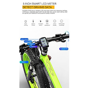 Fat Tire E Bike for Adults Big People 26" 48V 1500W 5 Speed Electric Motor 7 Speed Manual Gears LED Smart Meter Cruising Range 40-100Km Max Load 260KG Lithium Battery Electric Bicycles