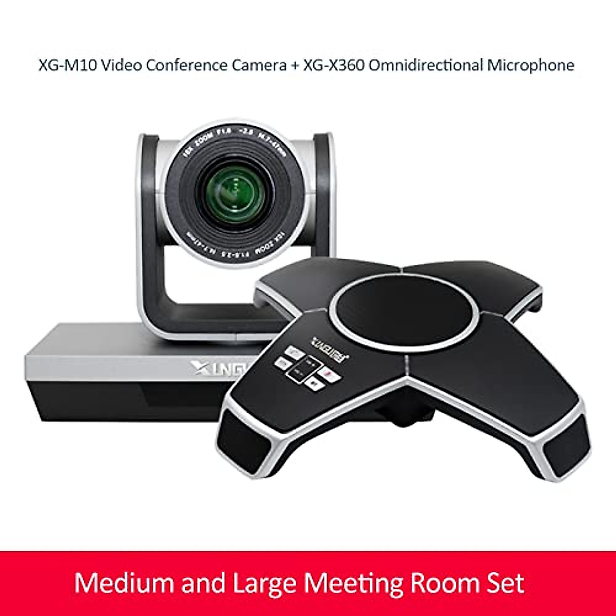XUNGU HD Video and Audio Conferencing System, All-in-one 10X Optical Zoom USB PTZ Conference Room Camera Video and Audio conferencing for Big Meeting Rooms