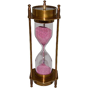 Brass Sand Timer Hourglass with Exquisite Marine Compass Accents - A Perfect Decorative Clock for Captivating Spaces