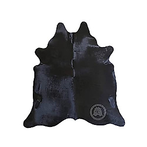 Genuine Black Cowhide Rug XL Size 6 x 7-8 ft. 180 x 240 cm