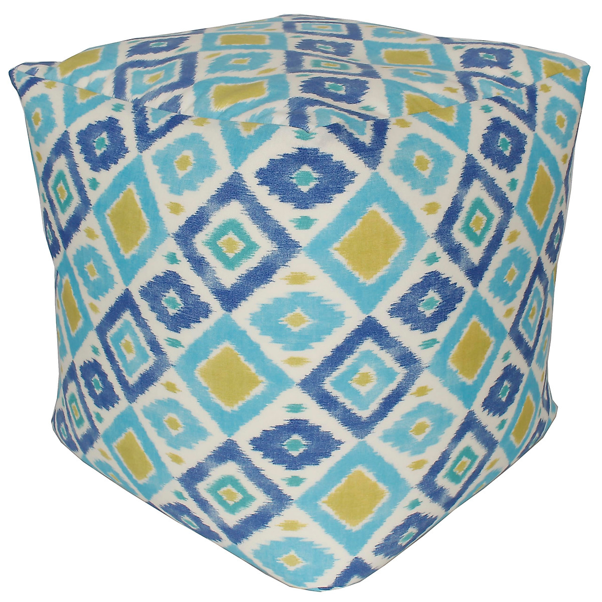 RULU Outdoor/Indoor Ottoman, Pouf, Cube, Bean Bag 17 inch x 17 inch x 17 inch Weather and Water Resistant Thedra South Seaseas Blue