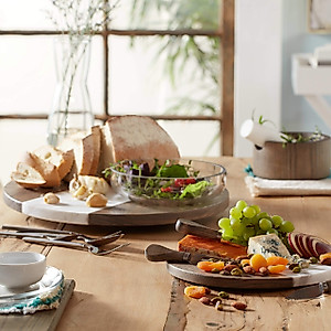 Prologue Handmade Tabletop, Wood and Marble Lazy Susan Centerpiece (15-inch)