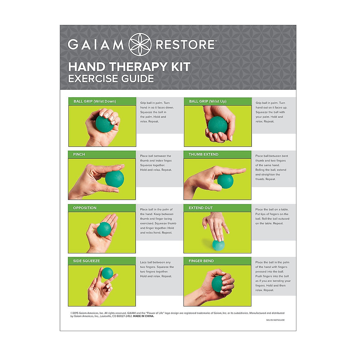 Gaiam Restore Hand Therapy Exercise Ball Kit - 3-Level Hand Grip Strengthener Massage Balls (Soft, Medium, Firm) for Physical Therapy & Hand Pain Relief, Ease Muscle Tension with Hand Balls - Set of 3