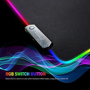 RGB Gaming Mouse Mat Pad - Large Extended Led Mousepad with 14 Lighting Modes 2 Brightness, Anti-Slip Rubber Base with Waterproof Coating Mouse Mat for Gamer 800×300×4mm/31.5×11.8×0.16 inch