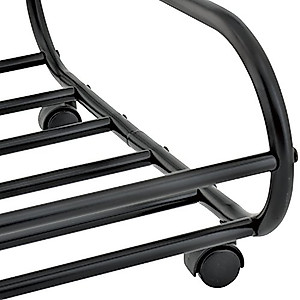 MyGift 24-Inch Rolling Stainless Steel Black Metal Under Bed Storage Cart, Space Saving Organizer Rotating Wheels