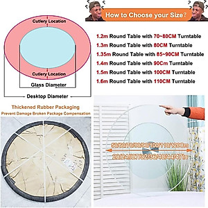 EMENAR 20/30/40inch Heavy Duty Tempered Glass Lazy Susan Turntable, Round Dining Table Serving Tray, Kitchen Serving Plate 360° Rotatable (Size : 90cm/36in)