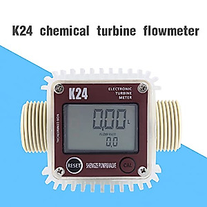 Fuel Flow Meter K24 Turbine Digital Fuel Flowmeter with LCD Display for Chemicals Liquid Water Red