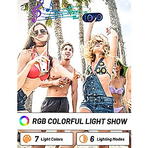 NOTABRICK Bluetooth Speakers, Portable Speakers Bluetooth Wireless(100FT Range) with 30W Loud Stereo Sound, IPX7 Waterproof Shower Speakers, RGB Multi-Colors Rhythm Lights, 1000mins Playtime