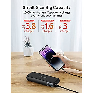 evatronic Laptop Power Bank, 20000mAh 60W PD 3.0 Portable Charger, USB C Fast Charging External Battery Pack for MacBook, Dell, iPad Pro, iPhone 14 Pro Max, Galaxy, Switch, Steam Deck and More