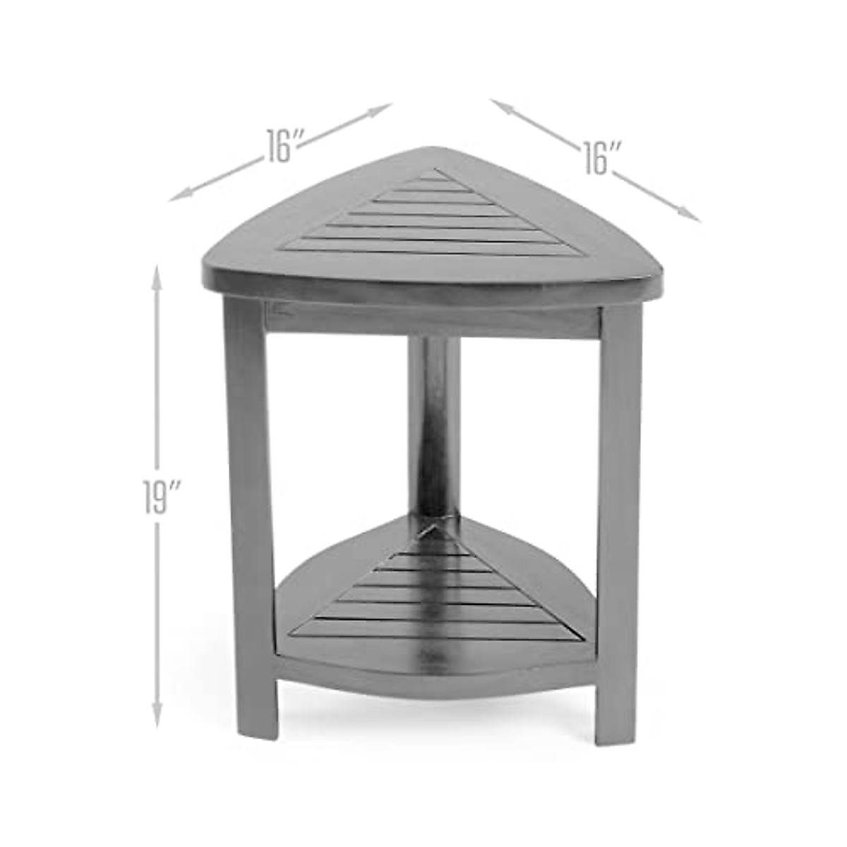 ALA TEAK Wood Bath Spa Shower Stool Corner Bench Stool Fully Assembled