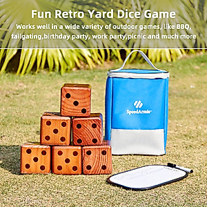 SpeedArmis Giant Wooden Yard Dice Set - Large Lawn yatzee Game with Scoreboard - Outdoor Beach Backyard Games for Teens Adults Family (Including Carry Bag)