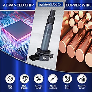 IgnitionDoctor Ignition Coil and Double Iridium Spark Plug Pack Of 6 Compatible with select 2003-2014 Tacoma, 4Runner, FJ Cruiser, Tundra 4L V6 90919-02248 UF-495