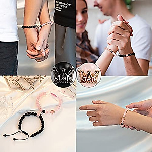 KINGSIN Long Distance Relationship Gifts Matching Couples Stuff Crown King Queen Bracelet Bracelet Couple Gift for Boyfriend Girlfriend Him Her Husband Wife Friendship
