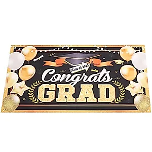 Didiseaon Graduation Backdrops for Photography 2023 Graduation Porch Sign Graduation Party Banner 2023 Graduation Backdrop Party Backdrop Curtain Gold Decor Prom Graduation Season Polyester