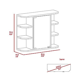 Depot E-Shop Roma Mirrored Medicine Cabinet, Six External Shelves, Three Interior Shelves, Black -Bathroom