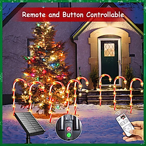 12PK Christmas Decorations Outside Solar Candy Cane Lights, KuBace Newest Solar Pathway Markers Yard Lights with Blinking Star, 9 Modes Xmas Decor for Yard Garden Driveway Walkway, Wider Solar Panel