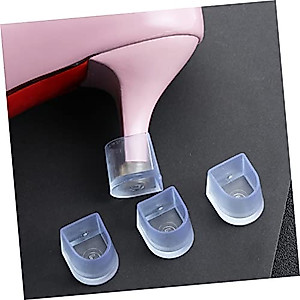 High Heel Chair Latin Heel Cover 16pcs Heel Repair Covers Antislip High Heel Pads High Heel Shoe Caps PVC Bagged Transparent Protection Plug Heel Protective Covers Dance Heel Cover