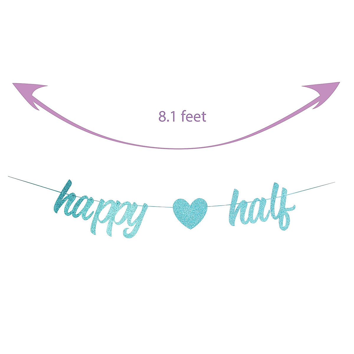 Happy Half Banner, Baby Boys/Girls' 6 Months/Half Year Birthday, Baby Shower Party Blue Gliter Paper Sign