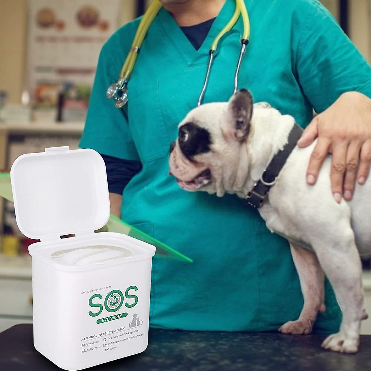 Joyzan 100 Pcs Pet Eye Wipes, Natural Plant Wet Cotton Pet Wipes Tear Stain Remover Wipes Removes Eye Discharge Eye Cleaning Pads Eye Crust Treatment for Cats Dogs