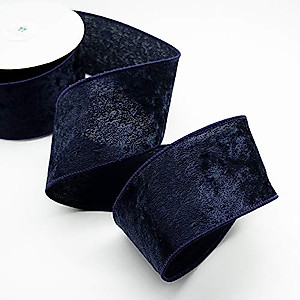 Navy Velvet Ribbon 2.5 Inch x 10 Yards for Christmas Tree Topper Home Decoration Wreath Gift Wrapping DIY Craft
