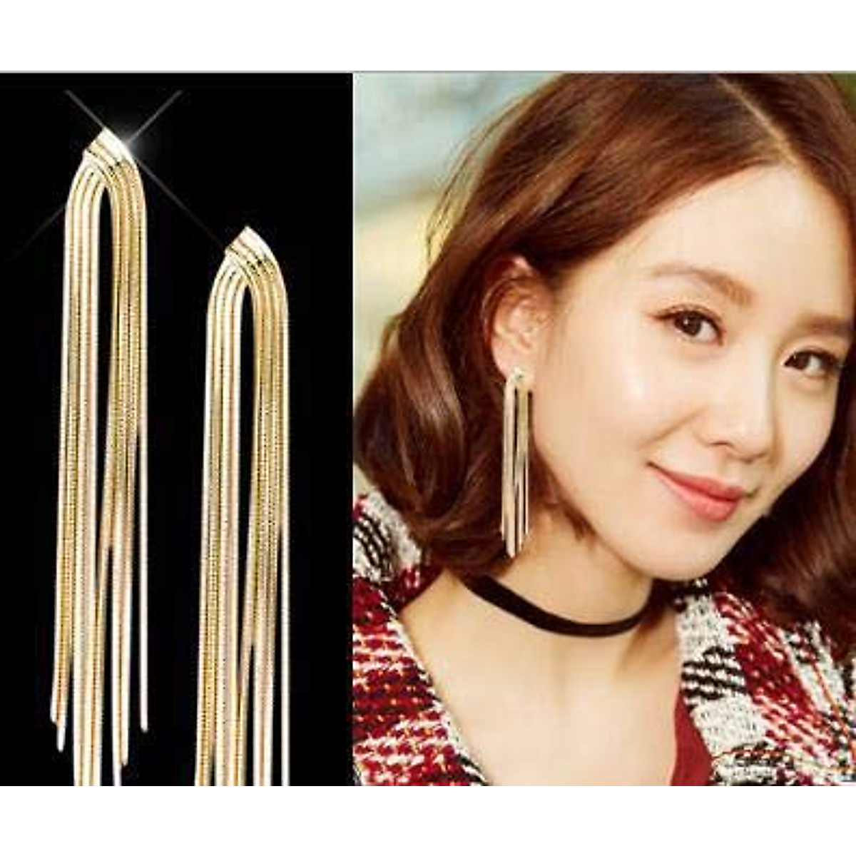 Long Chain Gold Tassel Earrings for Women Prom Statement Dangle Drop Earrings Elegant Formal Bridesmaid Bride Wedding Gifts