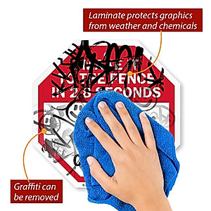 SmartSign Funny Dog Sign, I Make It to The Fence in 2.8 Seconds, Can You Sign, Octagon 10x10 Inches, Aluminum Metal, Beware of German Shepherd Signs