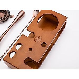 Mint & Mortar Cocktail Shaker Set, 7-Piece Bartender Kit with Stand, 24oz Martini Shaker Bottle Stainless Steel Bar Tools, Home Bar Accessories Drink Mixer, Barware Gift Set - Brushed Copper