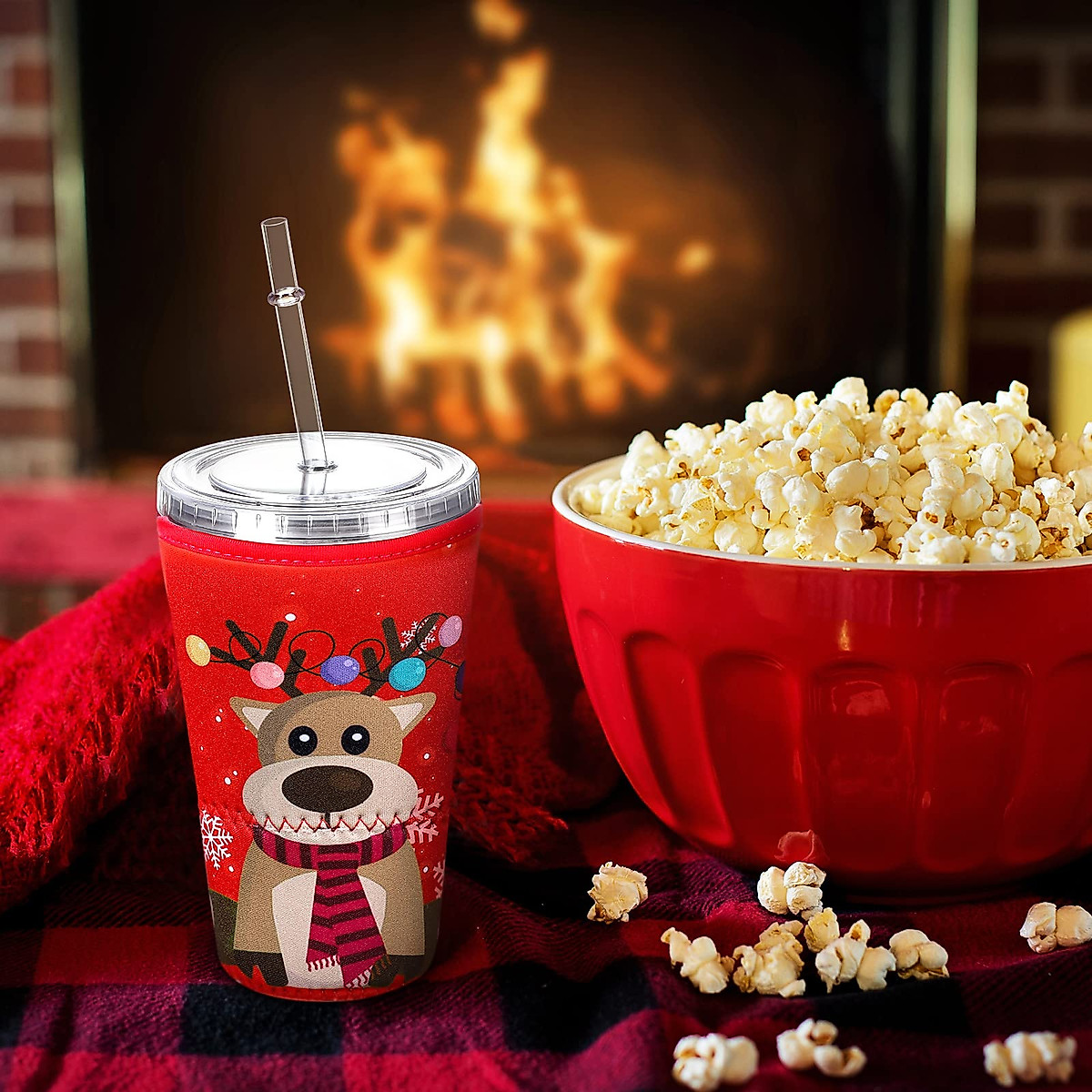 Patelai 4 Pieces Christmas Reusable Coffee Sleeve Cup Insulator for 30-32 oz Cold Drinks Beverages and Holder for Most Coffee