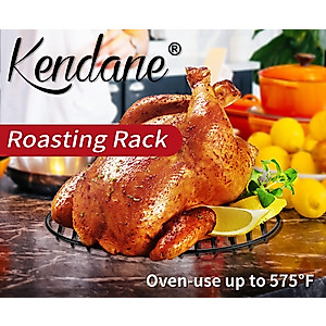 Roasting Rack with Integrated Feet, Cooling Drying Rack Kitchen Rack With Enameled Coating, PTFE Free, Great for Cooking, Roasting, Drying, Grilling, 12inch*8.5inch by KENDANE