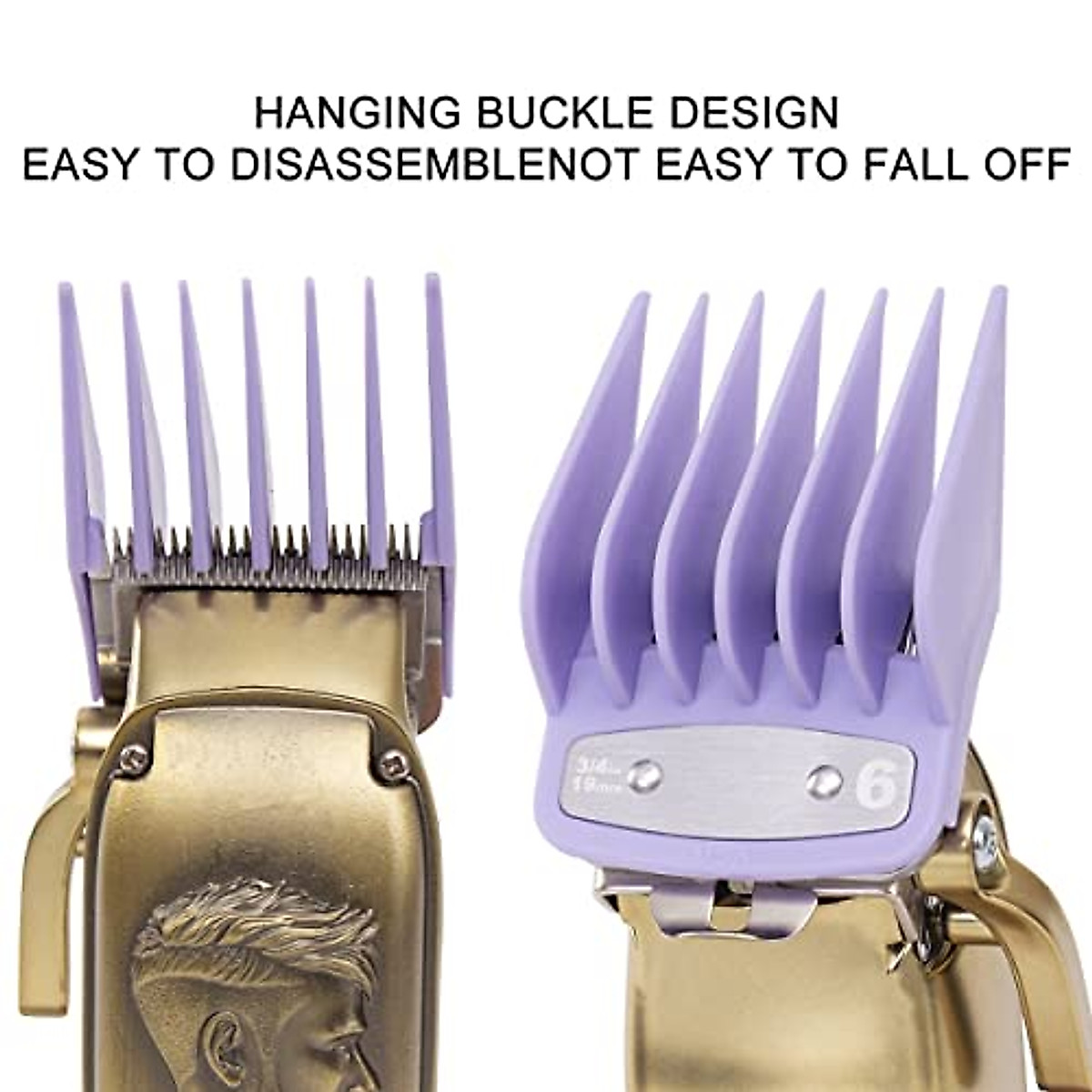 Clipper Guards Cutting Guides with Metal Clip Compatible with Wahl Clippers -Attachment #3171-500 1/8” to 1,Replacement Hair Guides Combs Set Fits for Most Full Size Hair Clippers/Trimmers (Colorful)