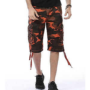 AOYOG Men's Camo Cargo Shorts Relaxed Fit Multi-Pocket Outdoor Camouflage Cargo Shorts Cotton
