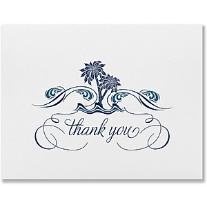 Paisley Starfish and Palm Trees Beach and Ocean Themed Folded Thank You Cards (24 Cards and Envelopes), for Baby Showers, Weddings, Bridal Showers, and Special Events