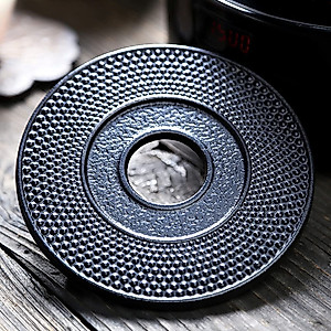 Cast Iron Mat with Rubber Pegs/Feet for Japanese Tea Kettle Cast Iron Teapot Black Trivet 5.3in