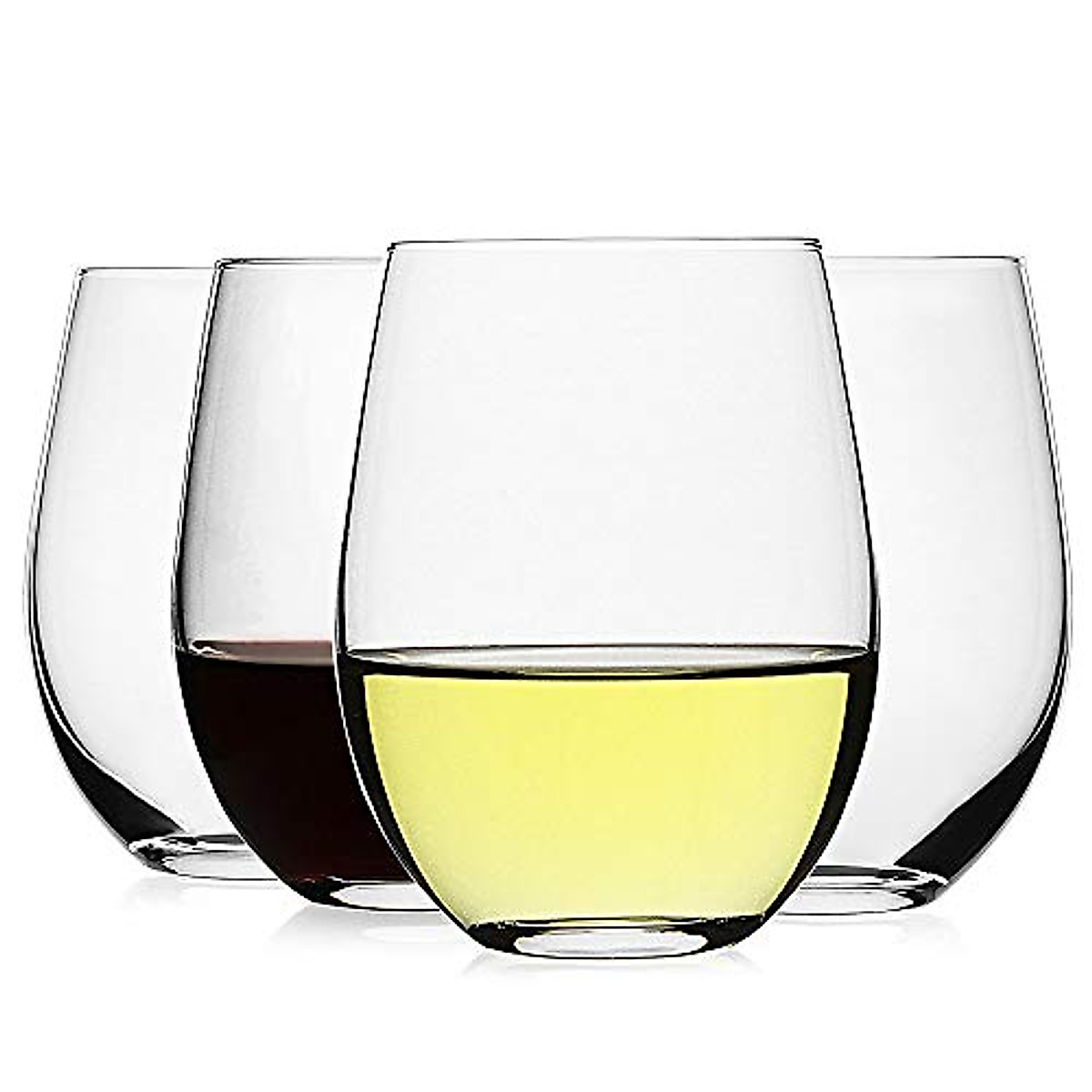 LUXU Stemless Wine Glasses(Set of 4)-20 oz,Crystal Wine Cups for Red or White Wine,Large Water Juice Glasses,No Stem Glass Beverage Cups,Clear Drinking Tumblers for Any Occasion